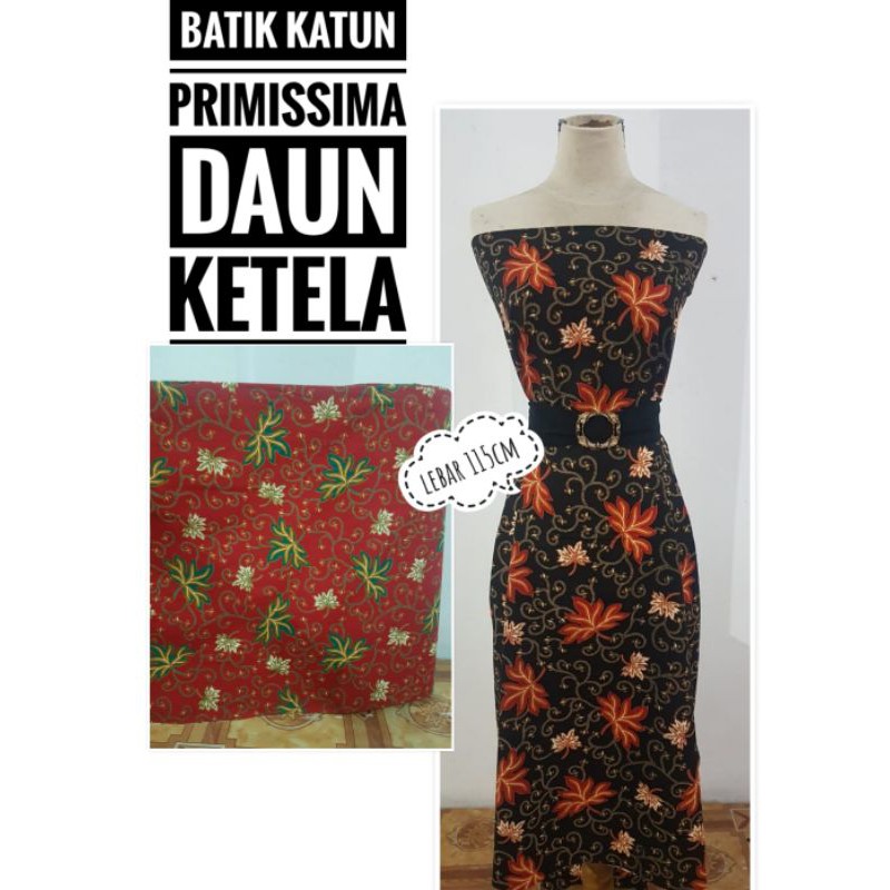 Jual bahan kain batik katun halus primissima daun ketela/batik katun ...
