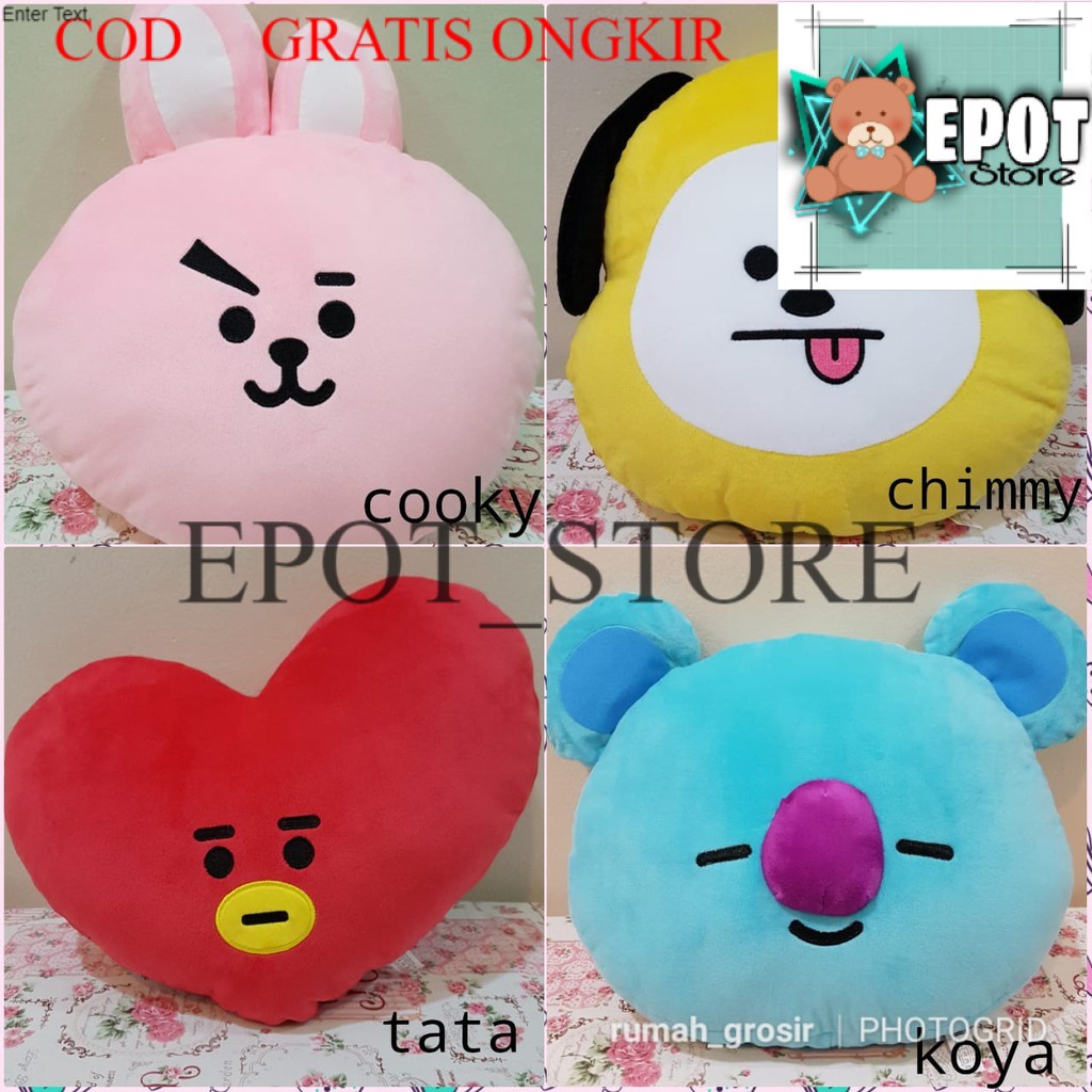 Jual Bantal Boneka BT21 BTS Unofficial Tata Shooky Cooky Chimmy RJ Koya ...