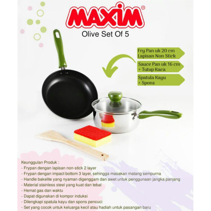 Jual Panci Stainless Maxim Olive Teflon Frypan Frying Pan Sauce Pan ...