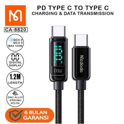 Jual Mcdodo CA-8080 Kabel Data 90° Type C to C Charger Cable Gaming PD ...
