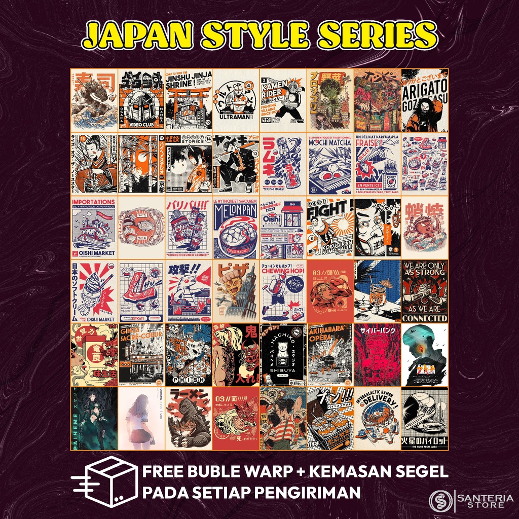 Jual Poster Dinding Aesthetic Variasi JAPAN STYLE | Isi 48 Poster ...