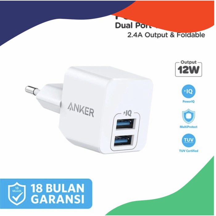 Jual Wall Charger Anker Powerport Mini - Dual Port USB Type A 12W ...