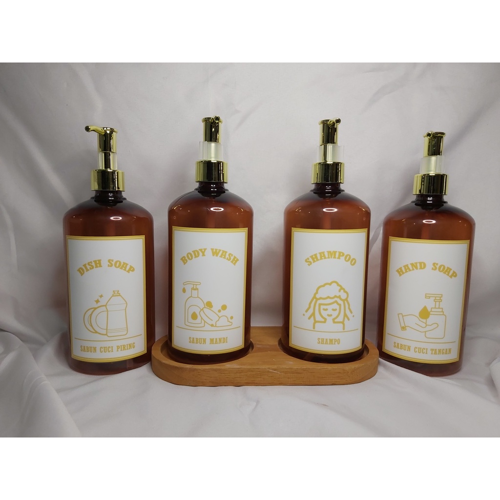Jual BOTOL SABUN REFIL PREMIUM AESTHETIC/BOTOL PLASTIK COKLAT GOLD ...
