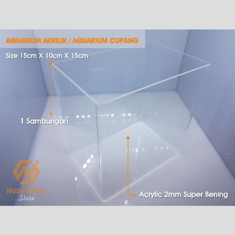 Jual AQUARIUM AKRILIK / SOLITER CUPANG 15CM X 10CM X 15CM | Shopee Indonesia