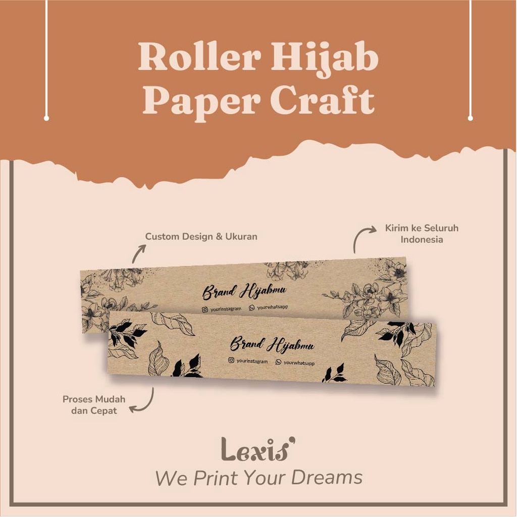Jual CETAK ROLL HIJAB PAPER CRAFT / ROLLER HIJAB / LABEL PENGIKAT HIJAB ...