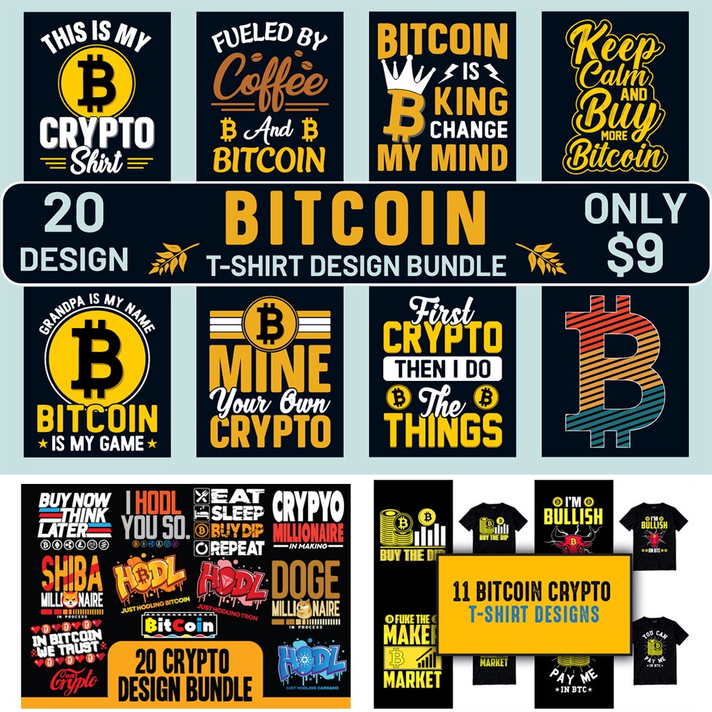 Jual 50 Desain Kaos Bitcoin Crypto (Format Vector EPS) | Shopee Indonesia