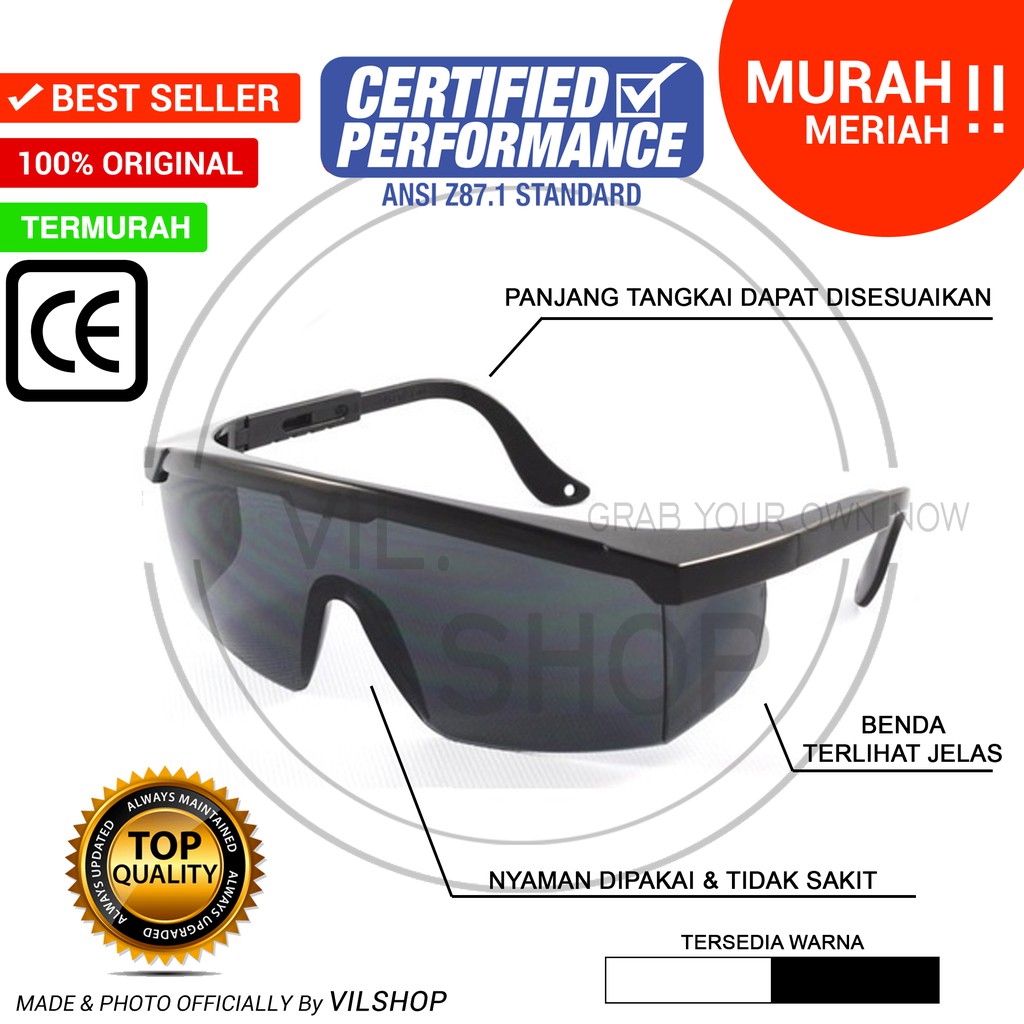 Jual KACAMATA SAFETY GLASSES HITAM UNTUK LAS / KACA MATA LAS GERINDA ...