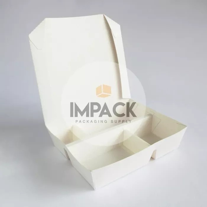 Jual lunch box paper sekat 4 polos | Shopee Indonesia