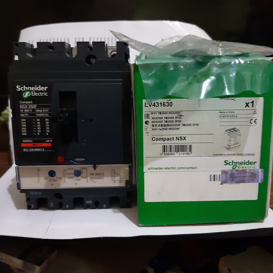Jual MCCB Breaker Schneider Elektrik NSX250F 3P 250A 3pole 250 A LV431630 TM250D 175A-250A 36ka ...