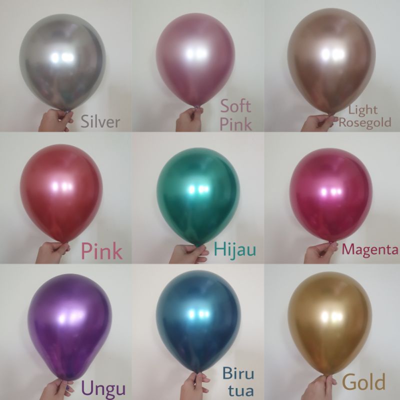 Jual Balon Latex Metalik Chrome 12 inch 02 / Balon Chrome / Balon Latex ...