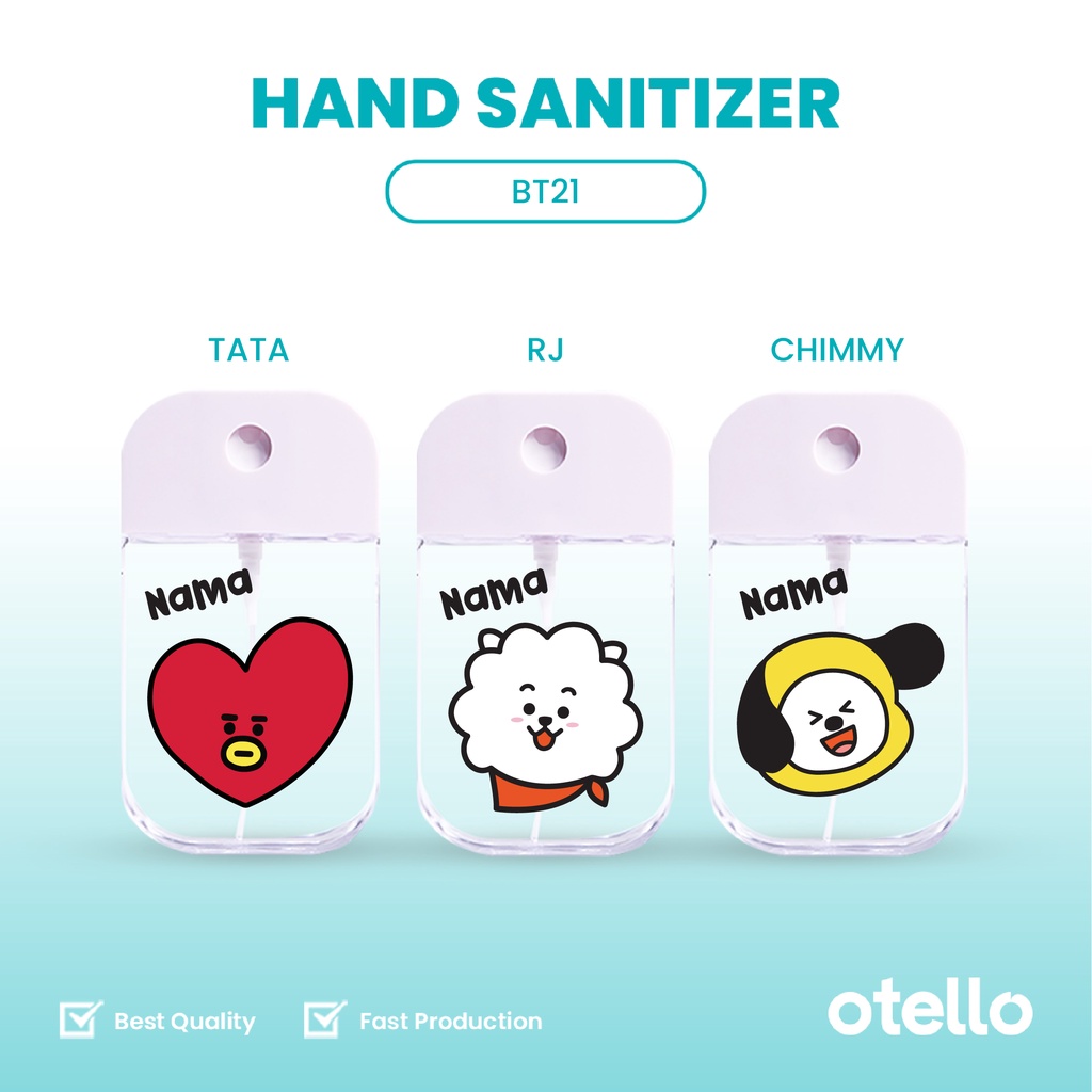 Jual Otello - Custom Pocket Hand Sanitizer BT21 Nama Spray Bottle Botol ...