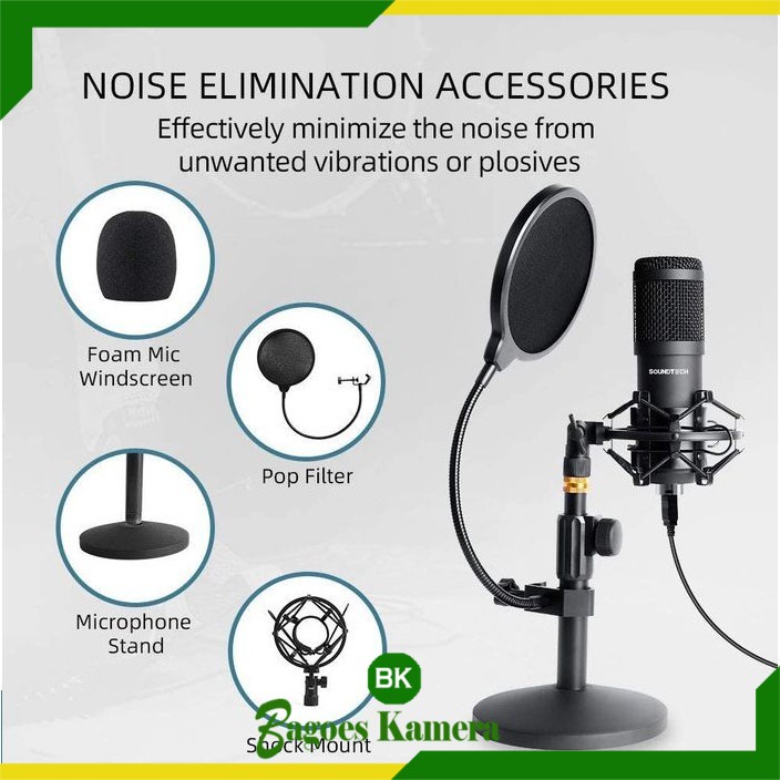 Jual SOUNDTECH USB Microphone Condenser Stand Table Recording Streaming ...