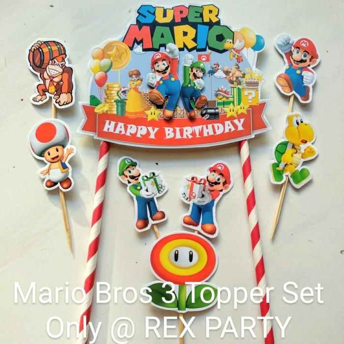 Jual Mario Bros Cake Topper/Topper Kue Mario Bros/3D Cake Birthday ...
