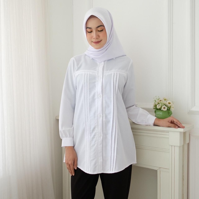 Jual Seenaoutfit - Mesca atasan putih blouse putih atasan wanita baju ...