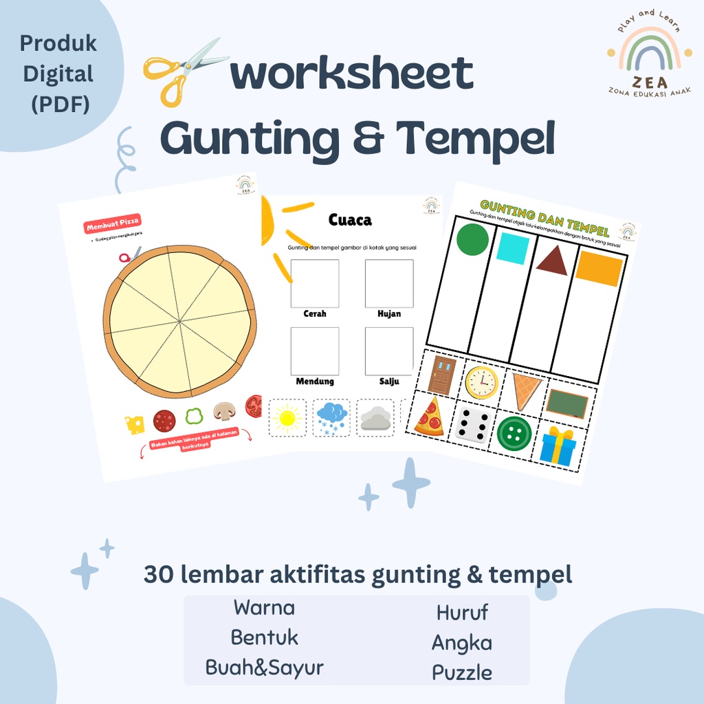 Jual Mainanzea [DIGITAL FILE] Worksheet Gunting Tempel - Lembar Kerja ...