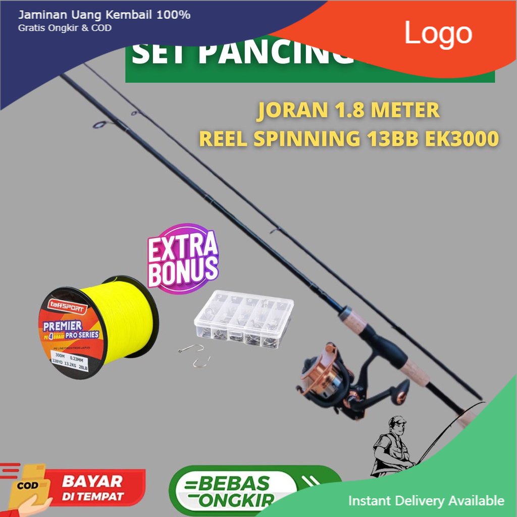 Jual COD 1 Set Rel Pancing Joran Dan Reel EK3000 Kolam Sungai Pinggir ...