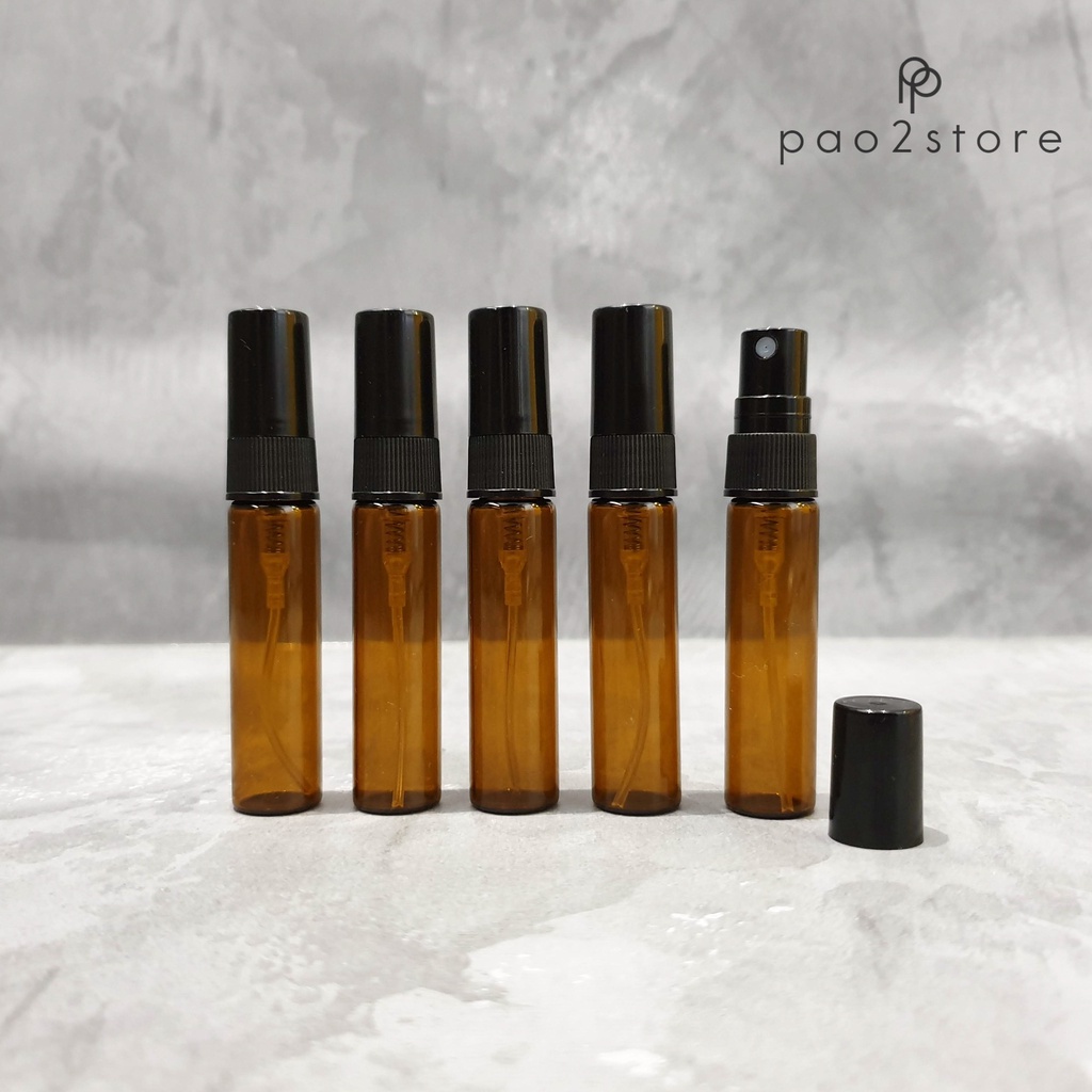 Jual Botol Spray Kaca 5ml AMBER / Coklat Tutup HITAM - Refillable Atomizer Travel Size Parfum ...