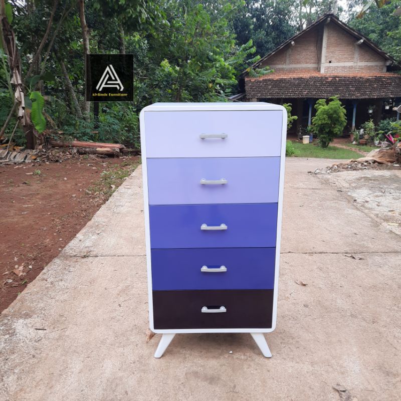 Jual nakas 5 laci minimalis retro almari anak warna gradasi ungu ...