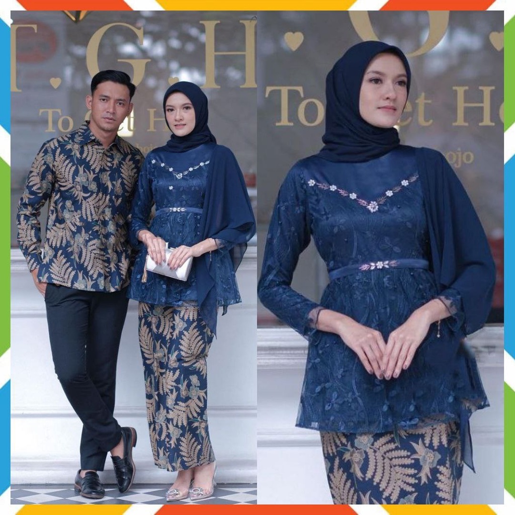 Jual New Arrival Set Couple Kebaya Alyra Navy Kebaya Wisuda Kebaya ...