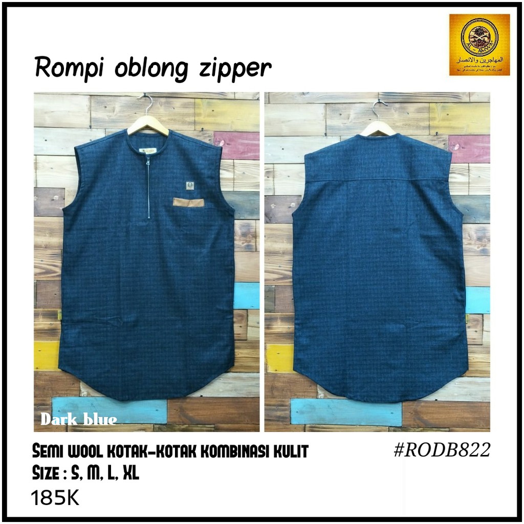 Jual Rompi Oblong Zipper / Busana Muslim Pria / Rompi Muslim | Shopee ...