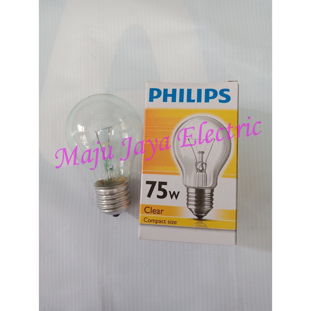 Jual Lampu Pijar Philips Clear 75 w Watt 75W Standard Bulb E27 Compact ...