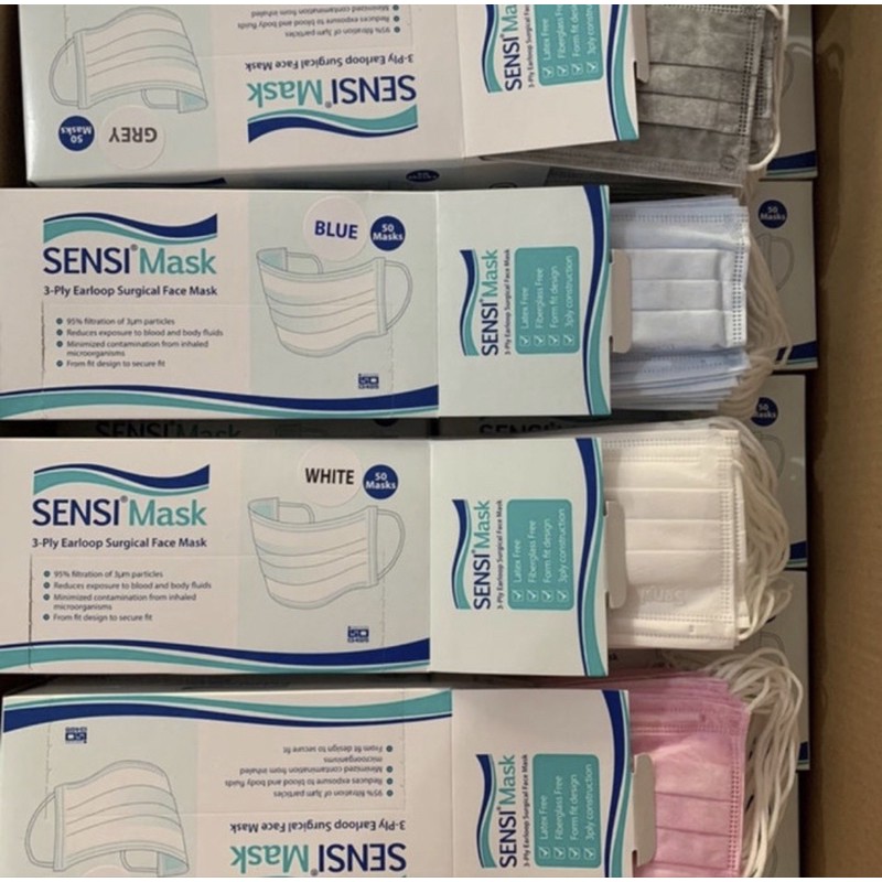 Jual Masker SENSI Mask Surgical Face Mask 4 ply 3 ply Earloop Headloop ...
