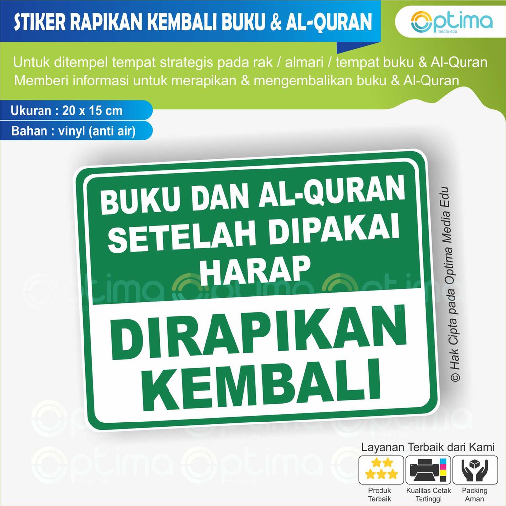 Jual STIKER RAPIKAN DAN KEMBALIKAN BUKU DAN AL-QURAN SETELAH DIGUNAKAN ...