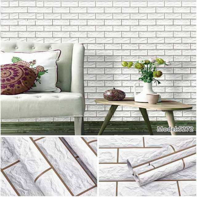 Jual Wallpaper Sticker Dinding Motif Bata Putih 3D | Shopee Indonesia