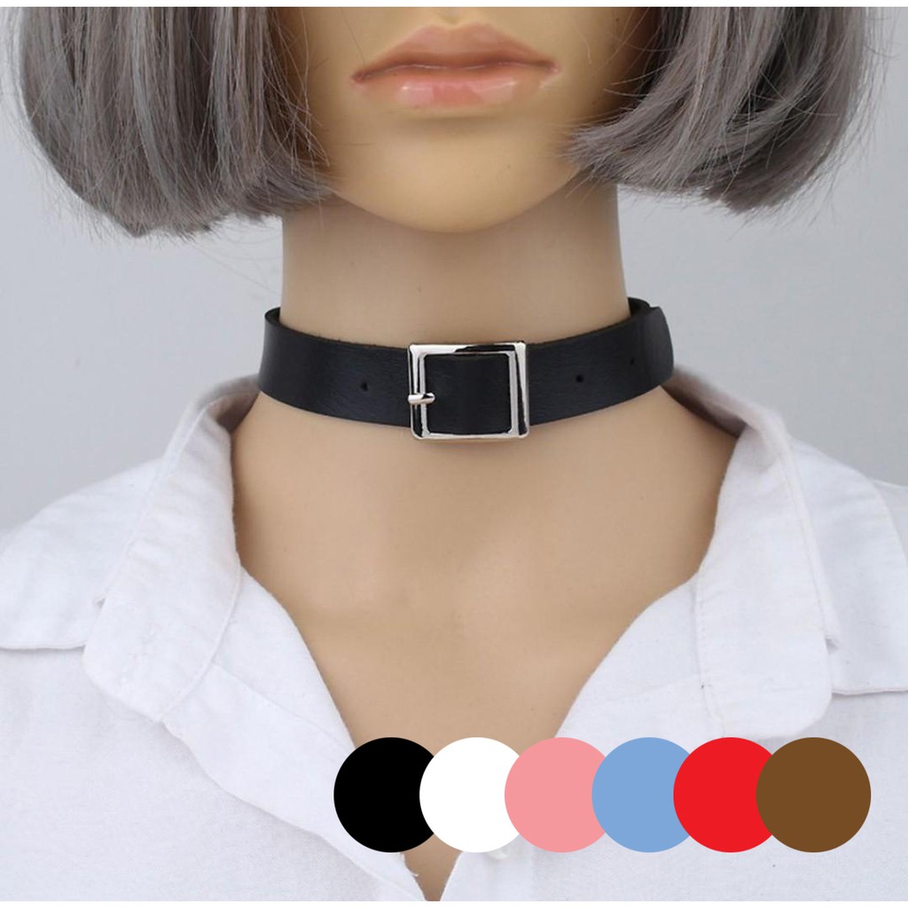 Jual CH-01 kalung choker kulit belt gesper pu leather chocker jepang ...