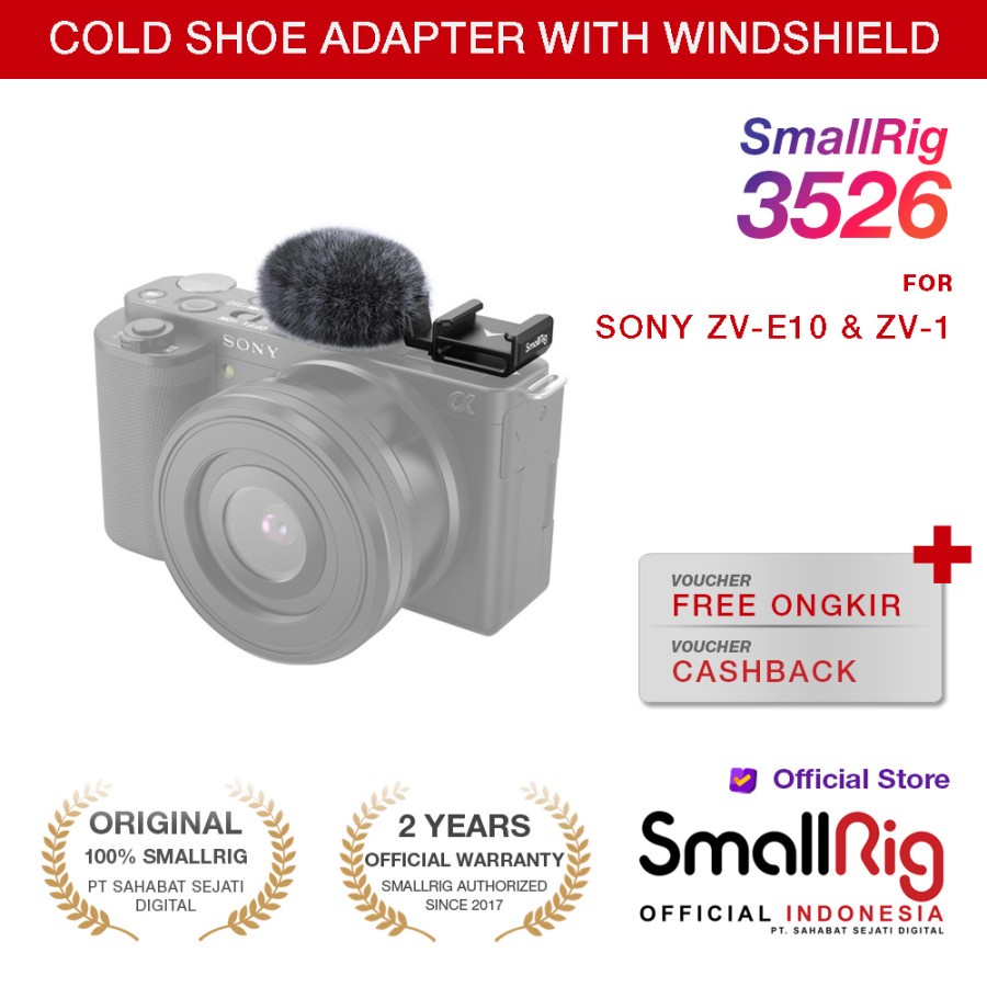 Jual SmallRig Cold Shoe Adapter with Windshield for Sony ZV-E10 and ZV ...