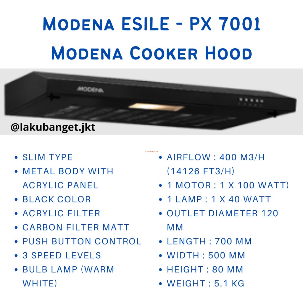 Jual Modena ESILE - PX 7001 / Modena Cooker Hood PX-7001 / Modena ...