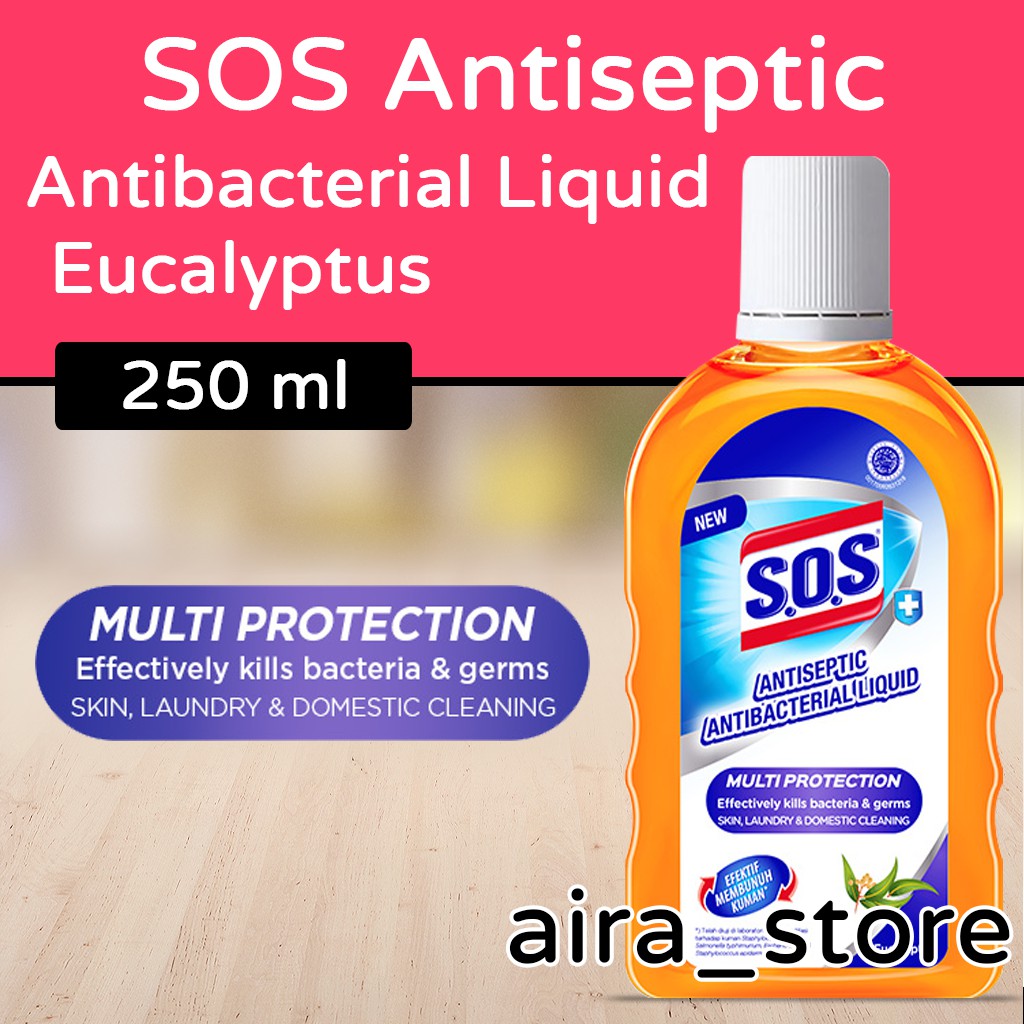 Jual SOS Antiseptic Antibacterial Liquid - 250 ml | Shopee Indonesia