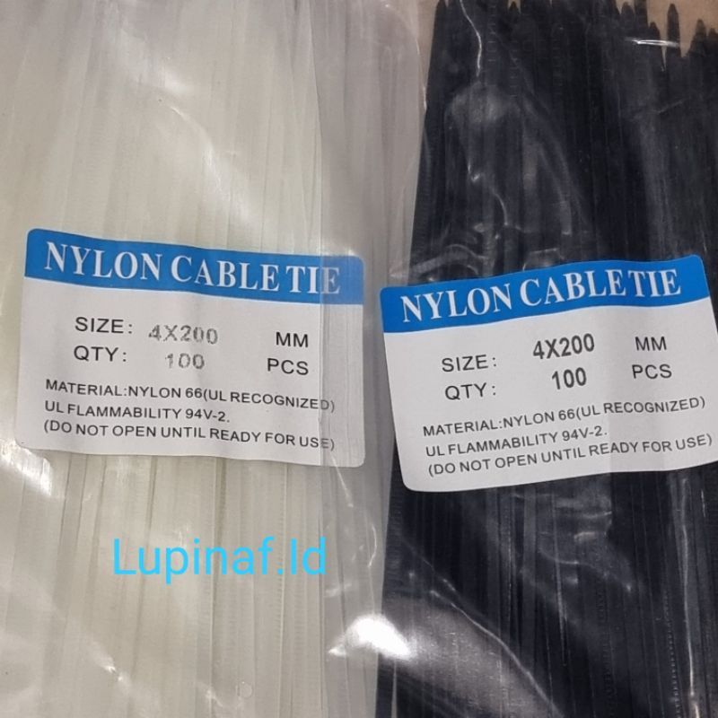 Jual KABEL TIES NYLON 4X200MM CABLE TIES HITAM PUTIH ISI 100 | Shopee ...
