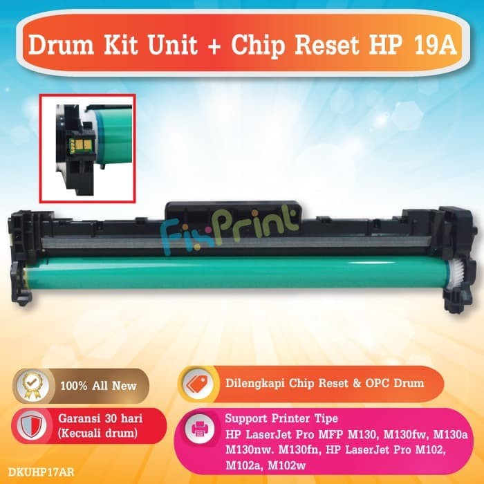 Jual Drum Kit Unit + Chip Reset HP 19A CF219A Printer M102 M102a M130 ...