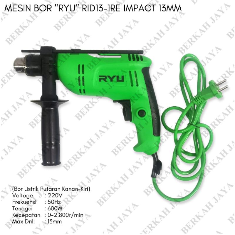 Jual Mesin Bor Listrik RYU Tekiro Impact RID13-1RE 13mm putaran kanan ...