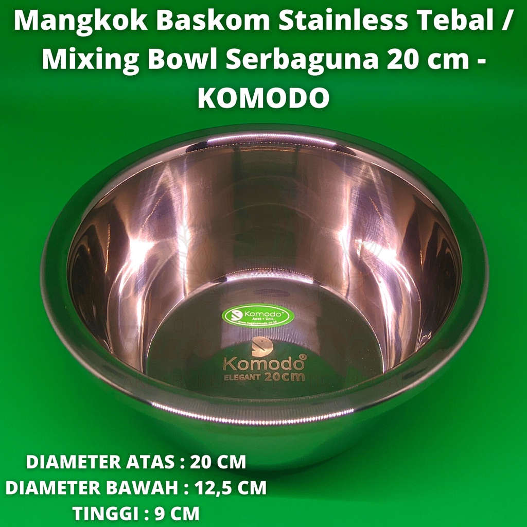 Jual Mangkok Baskom Stainless Tebal Mixing Bowl Serbaguna Merk Komodo ...