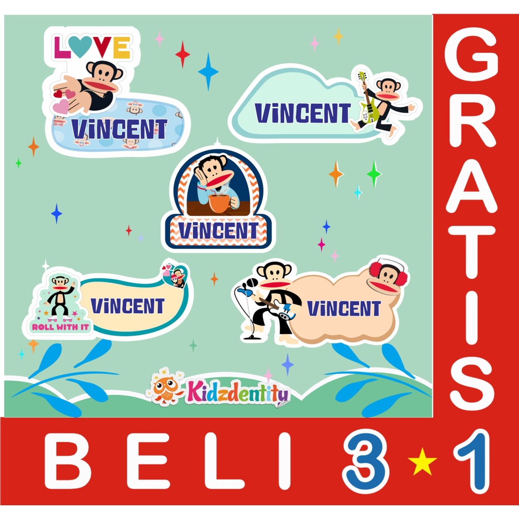 Jual LABEL NAMA CUTE PAUL FRANK | Shopee Indonesia