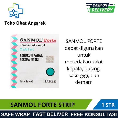 Jual SANMOL FORTE STRIP 4 TAB / MENURUNKAN DEMAM /NYERI/SAKIT KEPALA ...