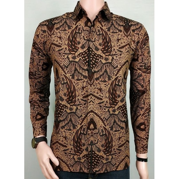 Jual KEMEJA BATIK MATARAM COKLAT M L XL XXL | Shopee Indonesia