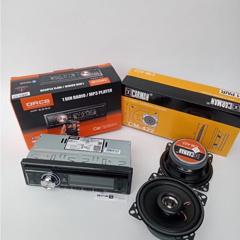 Jual paket audio mobil head unit ORCA MP-6250 speaker CARMAN 4inch HIGH ...