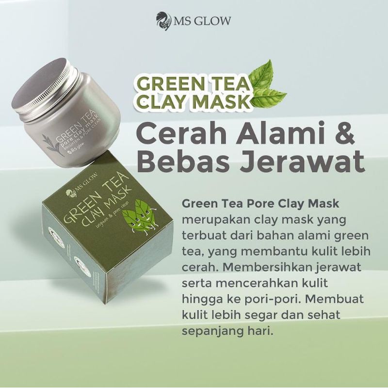 Jual CLAY MASK GREEN TEA BY MS GLOW | Shopee Indonesia