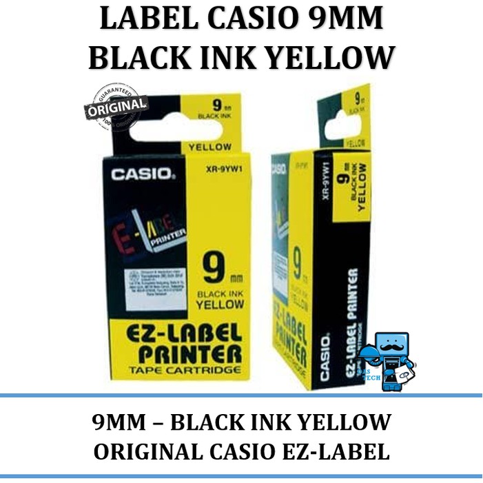 Jual Label Casio Tape Cartridge 9mm Black Ink Yellow | Shopee Indonesia