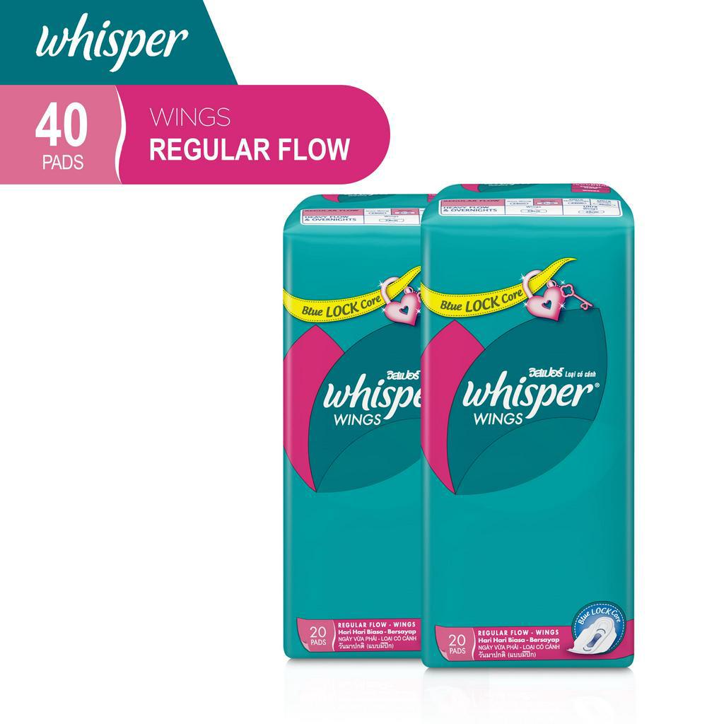 Jual Whisper Pembalut Wanita Regular Flow Wings 2 x 20 pcs | Shopee ...