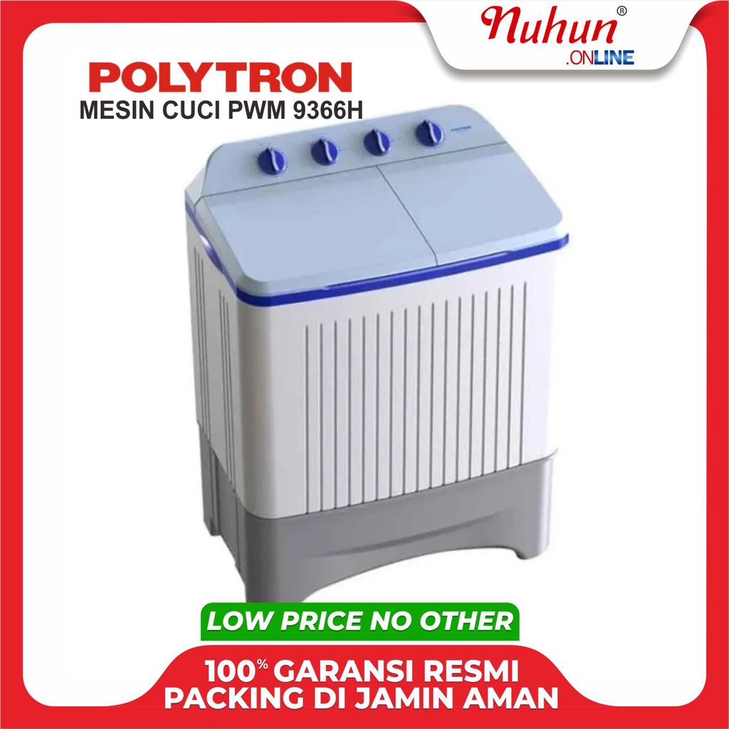 Jual [CIANJUR] Polytron 9366 H PWM - Mesin Cuci 9kg Twin Tube Original ...