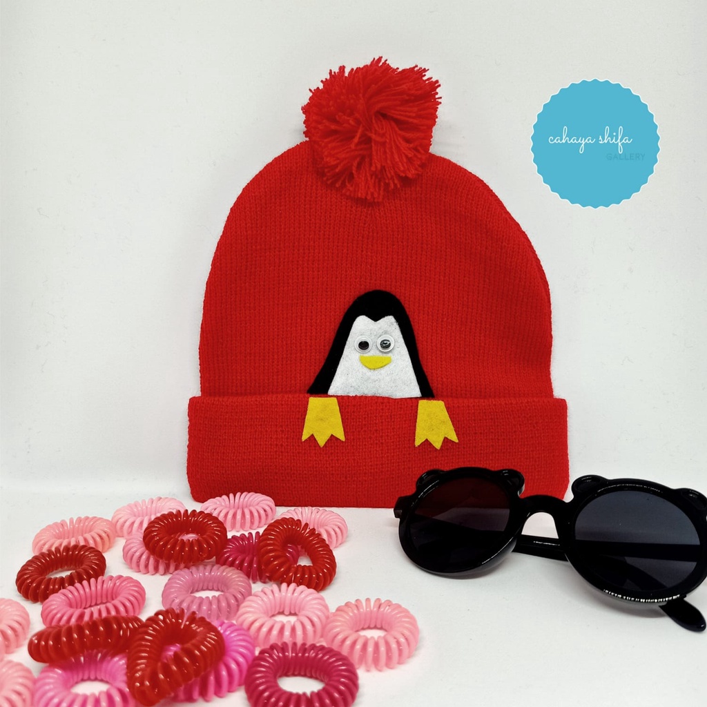 Jual KUPLUK ANAK BAYI MOTIF PENGUIN / KUPLUK TOPI BEANIE HAT MOTIF ...