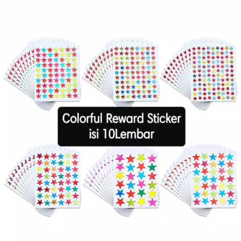 Jual Sticker Reward Colorful Gold Sticker Bintang 10 lembar /set ...