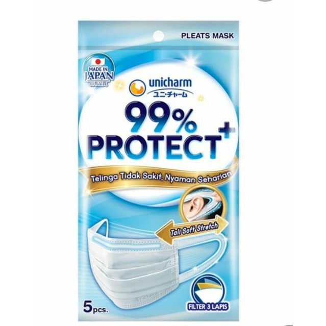 Jual Unicharm Mask 99% Protect Pleats 5 pcs | Shopee Indonesia