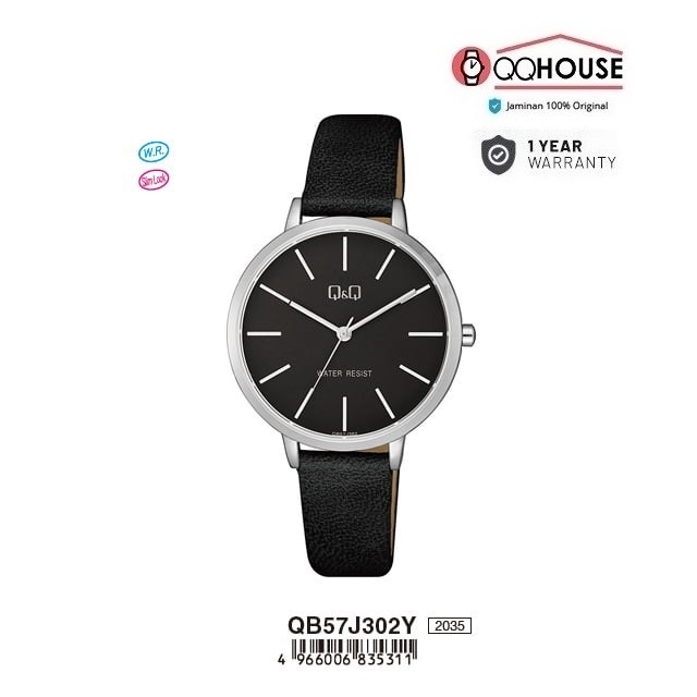 Jual Q&Q QQ QNQ QB57 QB57J QB57J302 QB57J302Y ANALOG ORIGINAL WATCH JAM TANGAN WANITA TALI KULIT ...
