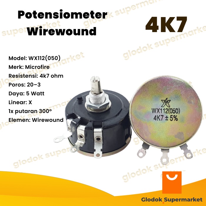 Jual Potensio Wirewound WX112 050 4k7 5W Microfire WX112(050) 5 Watt ...