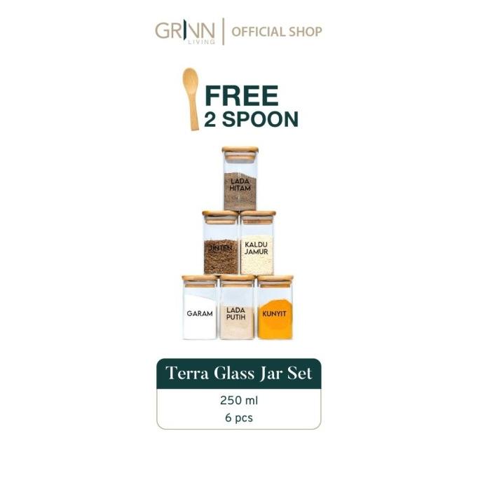 Jual NEW SALE SET PAKET* GRINN LIVING TERRA GLASS JAR 250 ML TOPLES ...